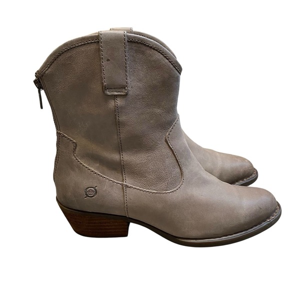 Børn | Shoes | Born Ankle Boots 8m Eu 39 Gray Leather Zipped Block Heel ...